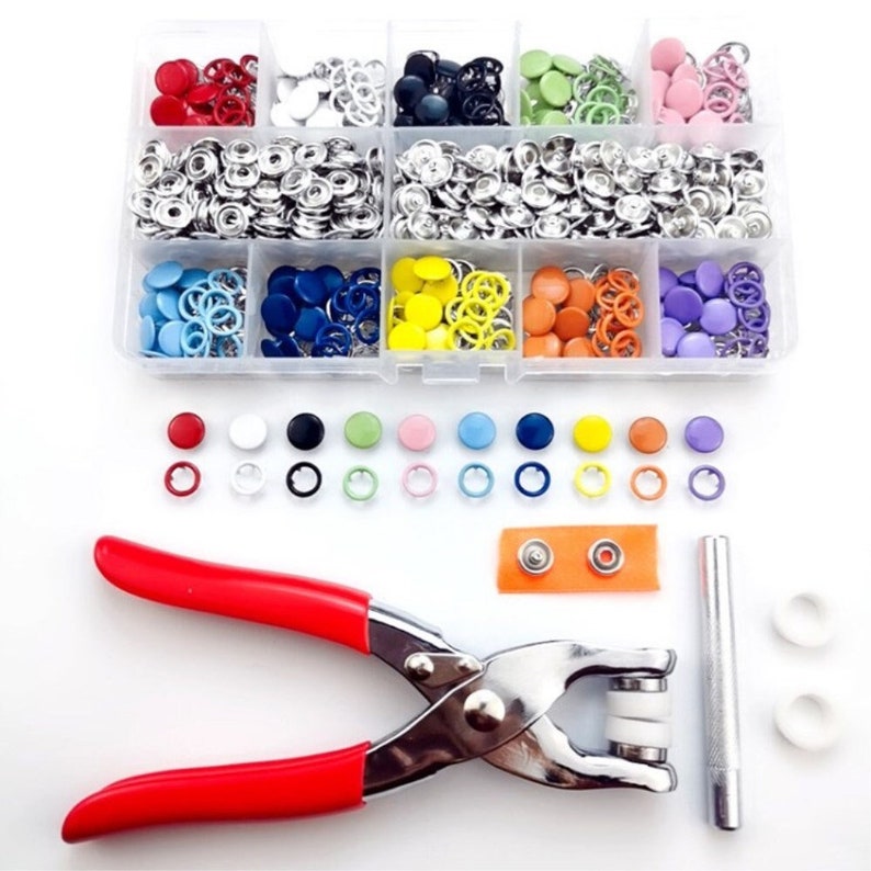 200 Sets Metal Snaps Buttons With Fastener Pliers Kit Perfect for DIY ...