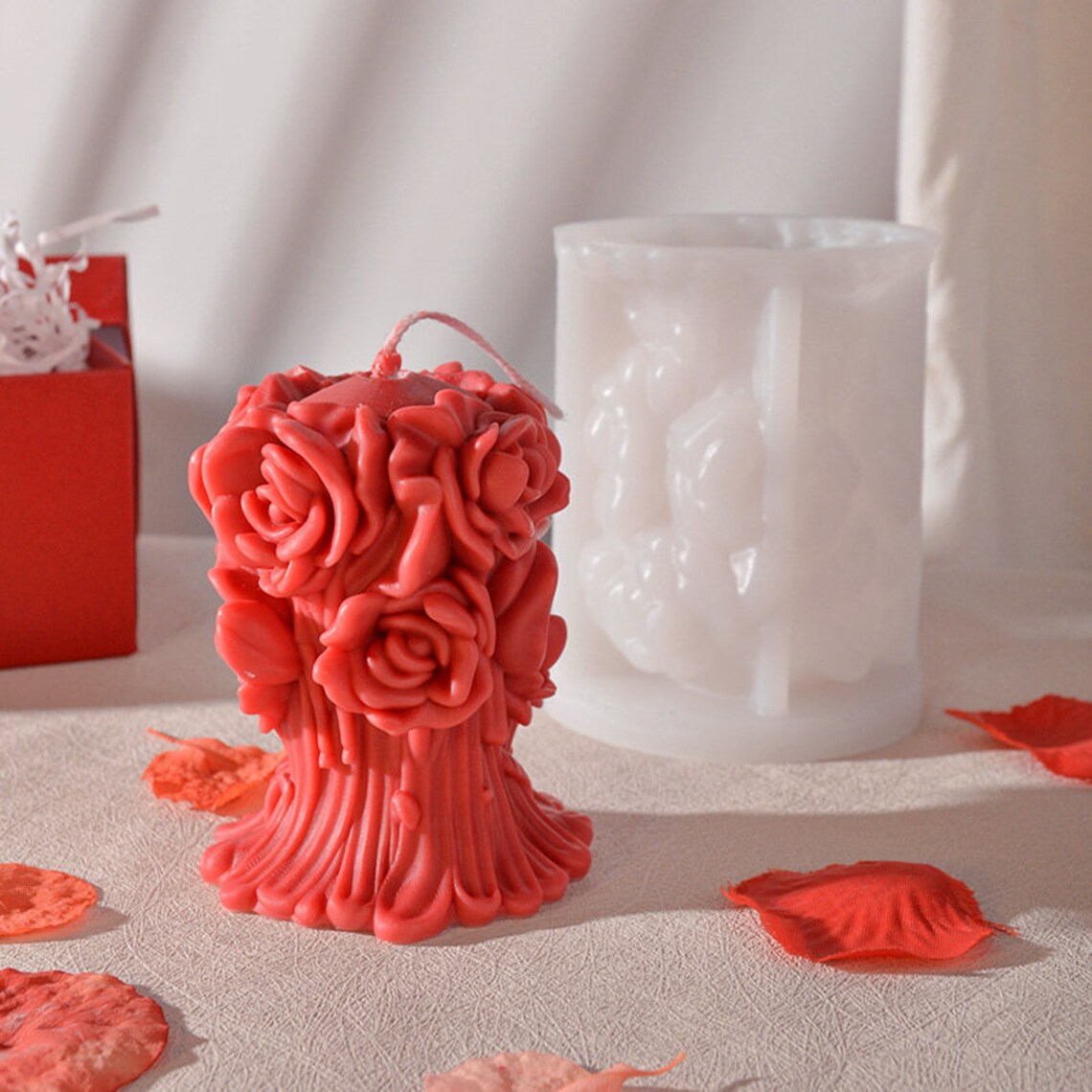 Flower Column Rose Candle Silicone Mold Column - Aromatherapy Decor - Etsy