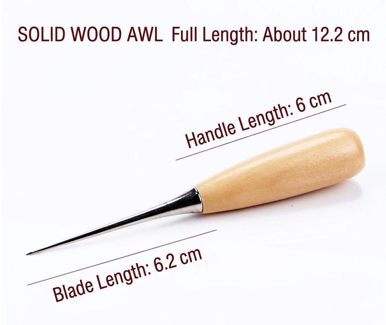12cm Handmade Leather Awl Solid Wood Handle Punch Tool for DIY ...