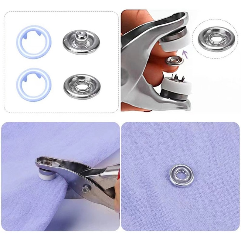 100 Set 9.5mm Craftsmanship DIY Metal Open Ring Snaps Buttons With ...