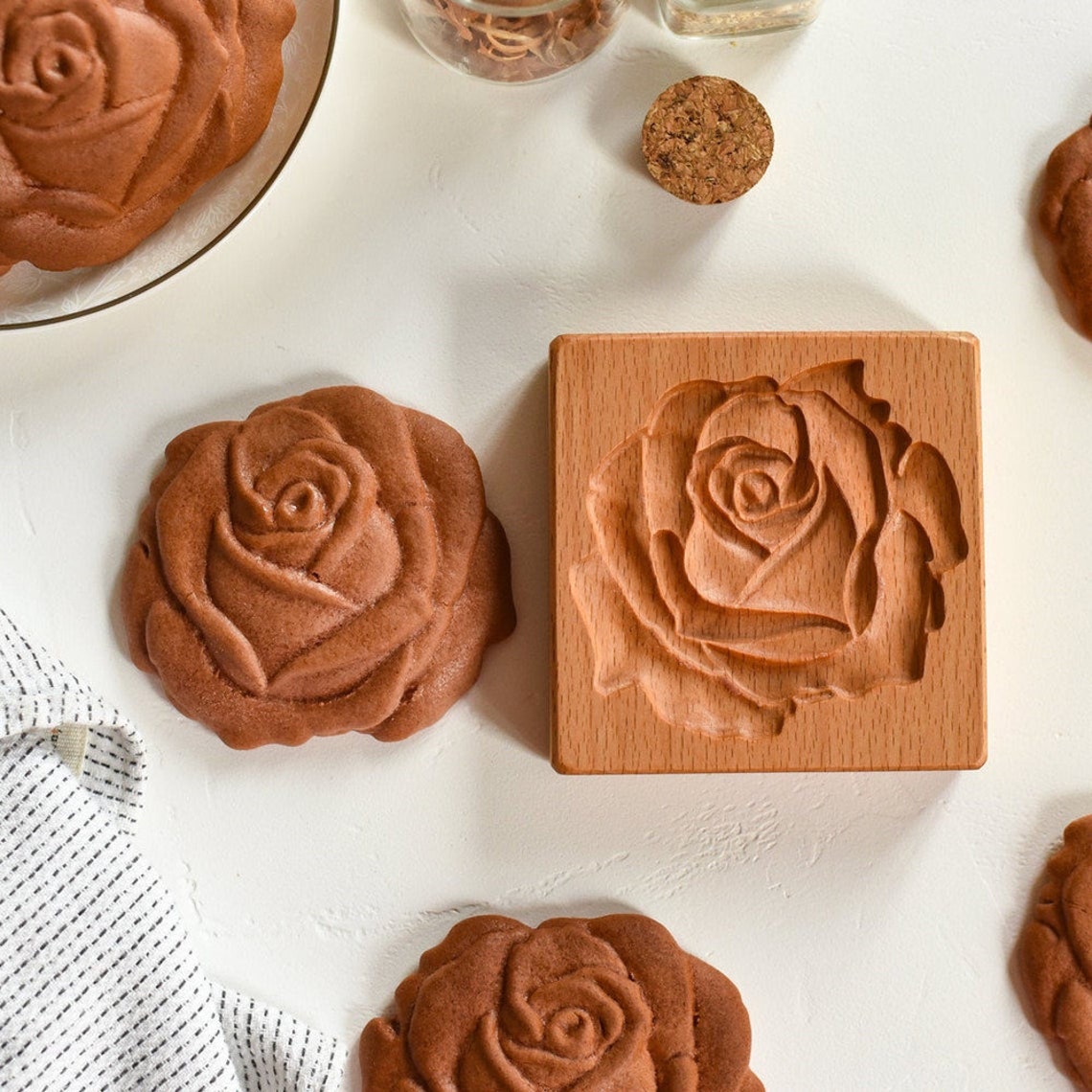 Gingerbread Cookie Mold Wooden, Rose With Leaves, Rose Flower, Pine ...
