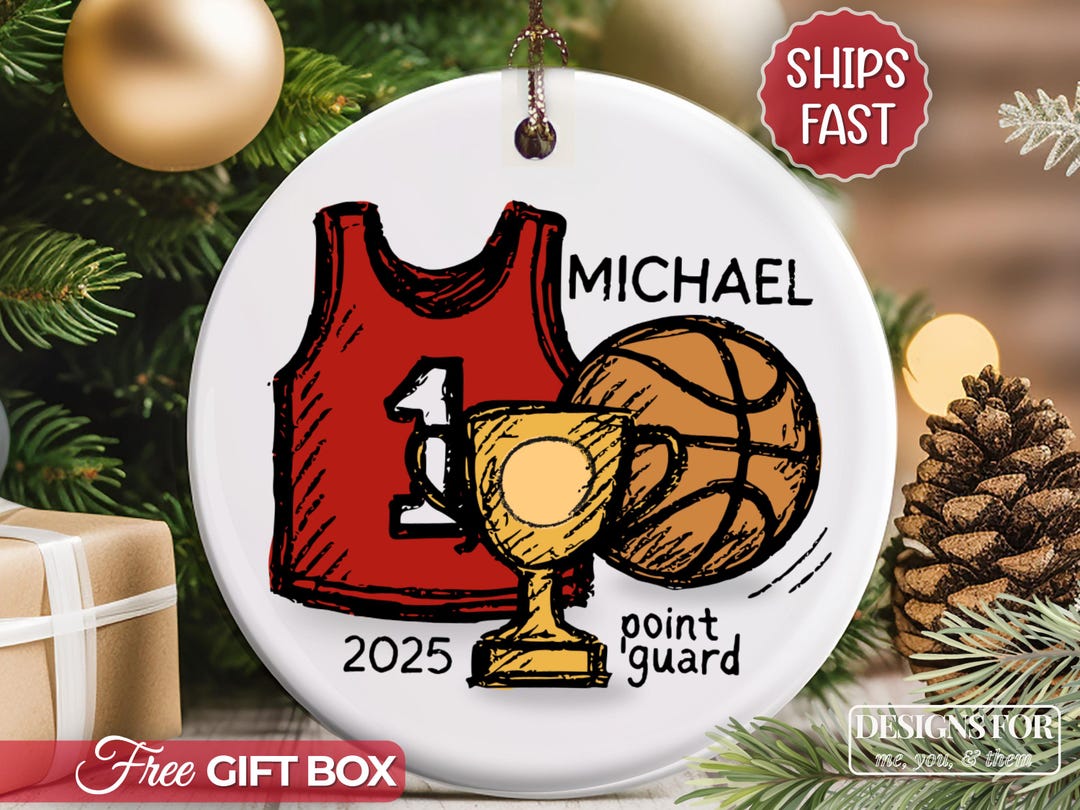 Custom Hand-drawn Basketball Ornament Personalized Basketball Christmas ...