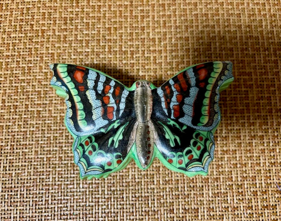 RARE Fabienne Jouvin Monarch Butterfly Shaped Trinket Box From Tozai-signed beautiful Art - Etsy
