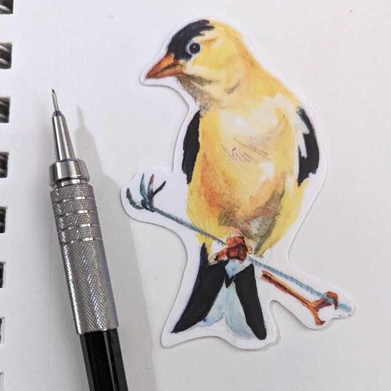 Watercolor Goldfinch Sticker - Etsy