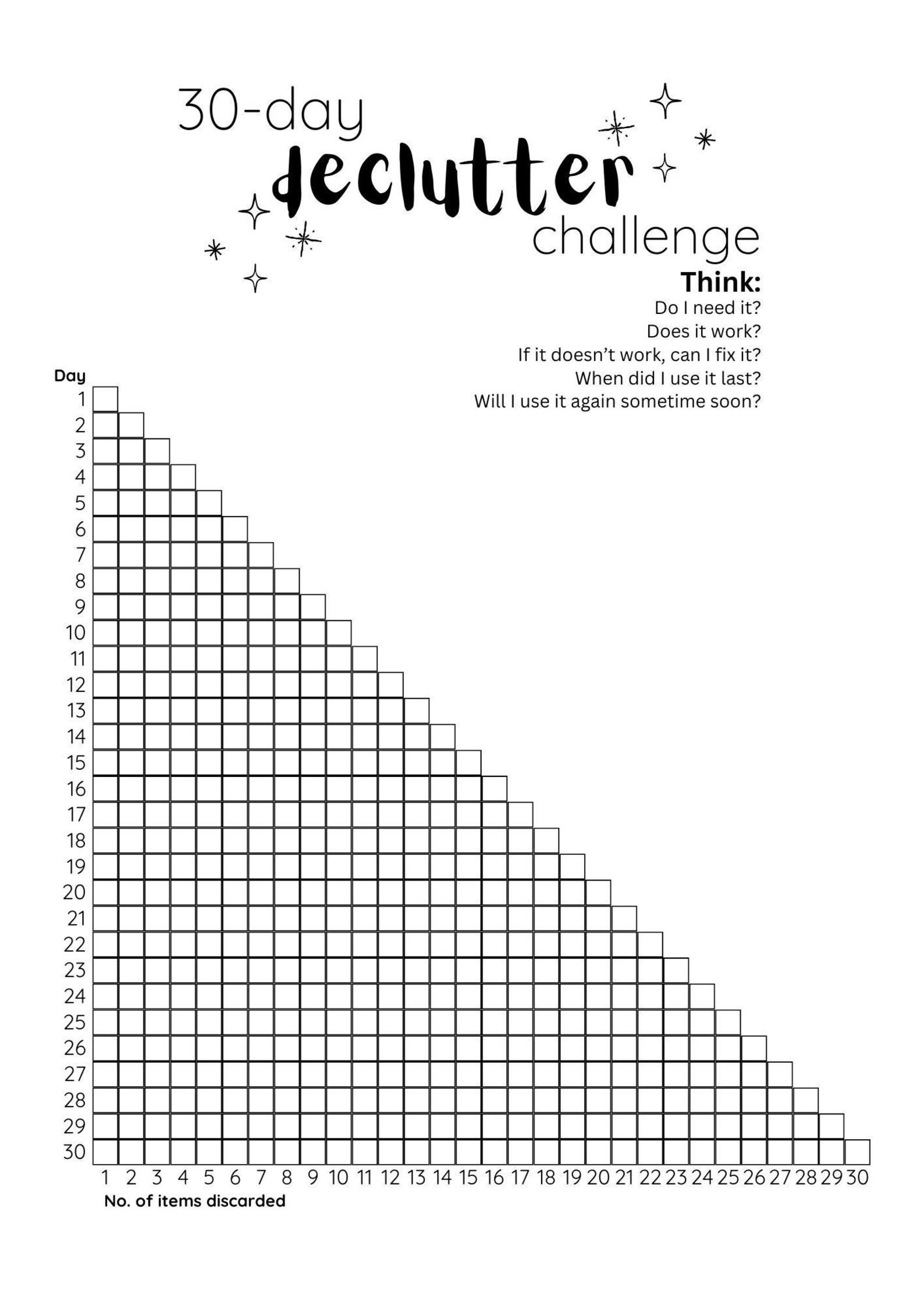 30-day Declutter Challenge Printable - Etsy