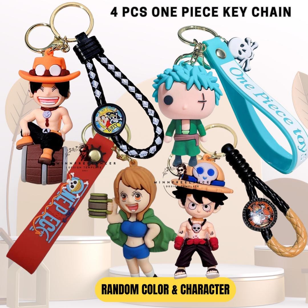 One Piece Key Chain Cute Character, Rubber Key Chain for Collectors ...