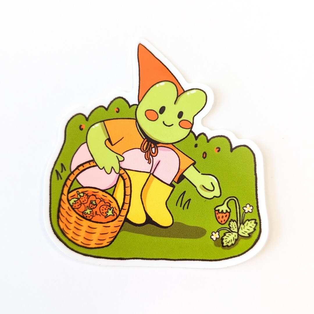 Cottagecore Frog Sticker Garden Gnome Strawberry Sticker for Laptops ...
