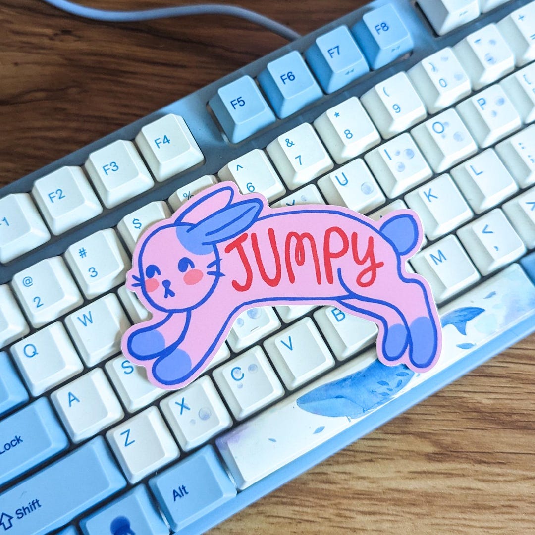 Jumpy Bunny Sticker | Cute Rabbit Decal | Vinyl Waterproof Decal for ...