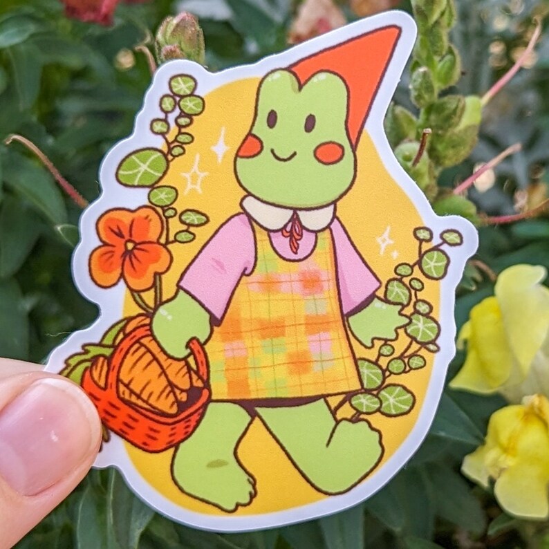 Cottagecore Frog Sticker Garden Gnome Whimsical Sticker for Laptops ...