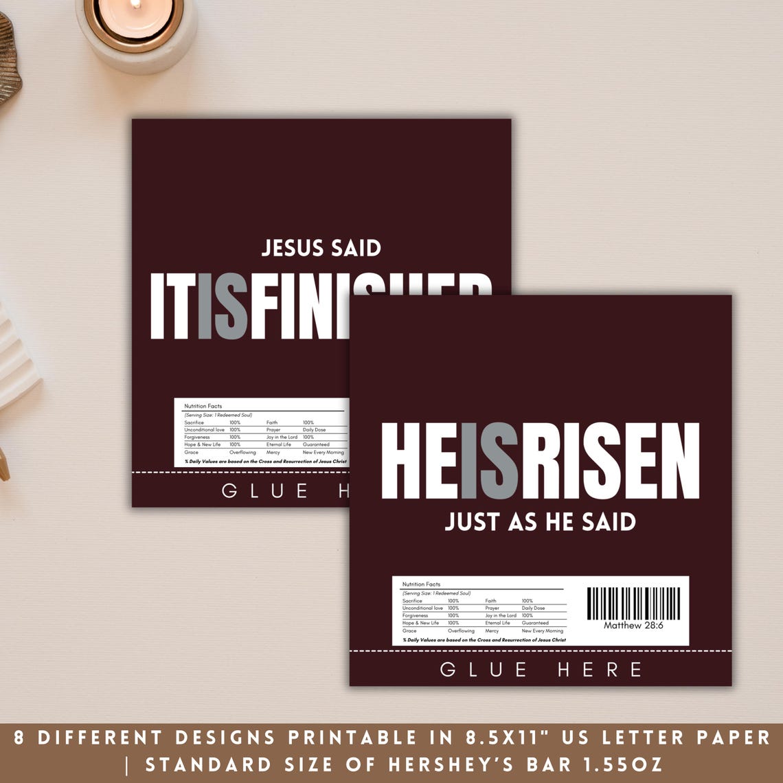 Printable Chocolate Bar Wrapper With Bible Verses | Easter Candy Bar ...