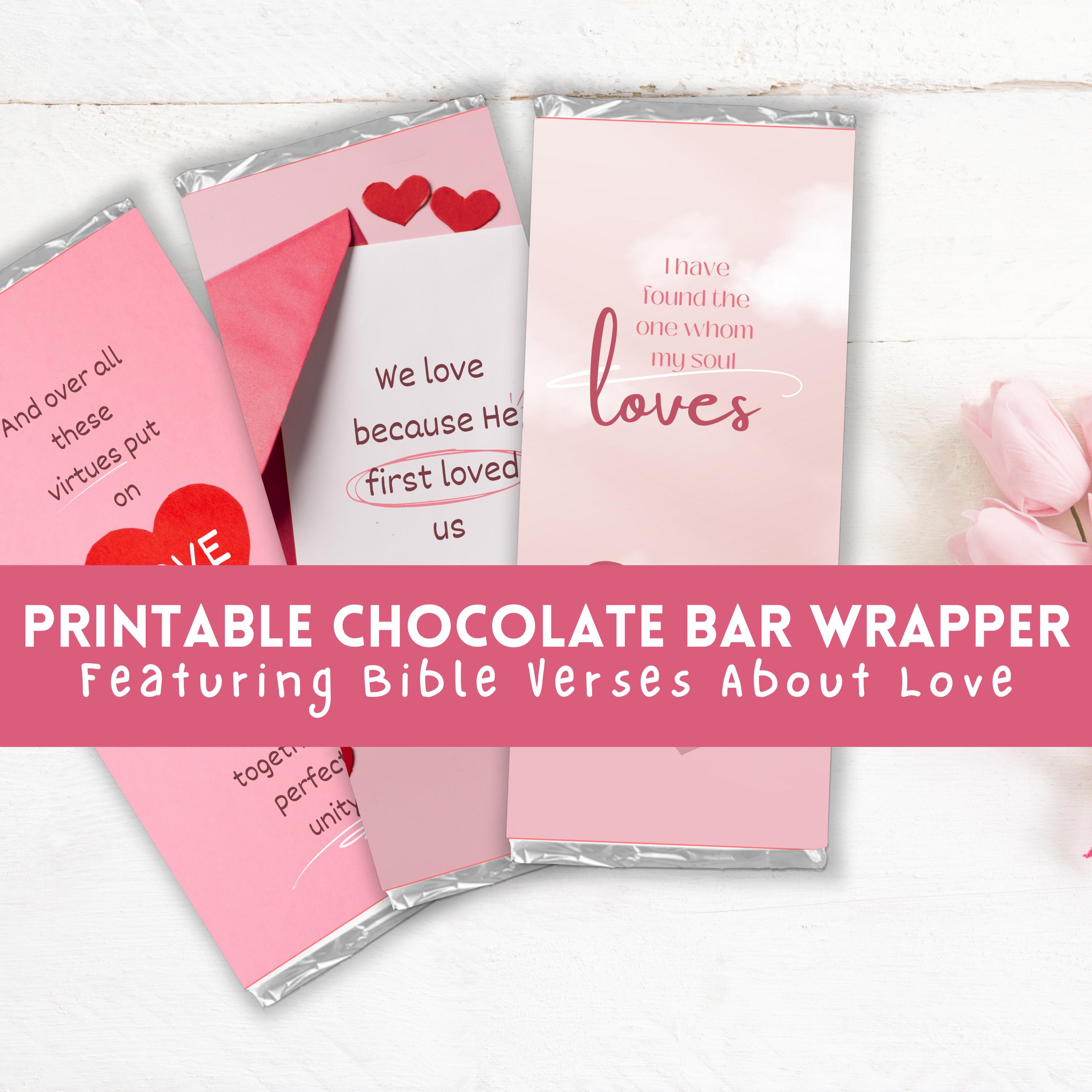 Printable Chocolate Bar Wrapper With Bible Verses About Love | Heart's ...