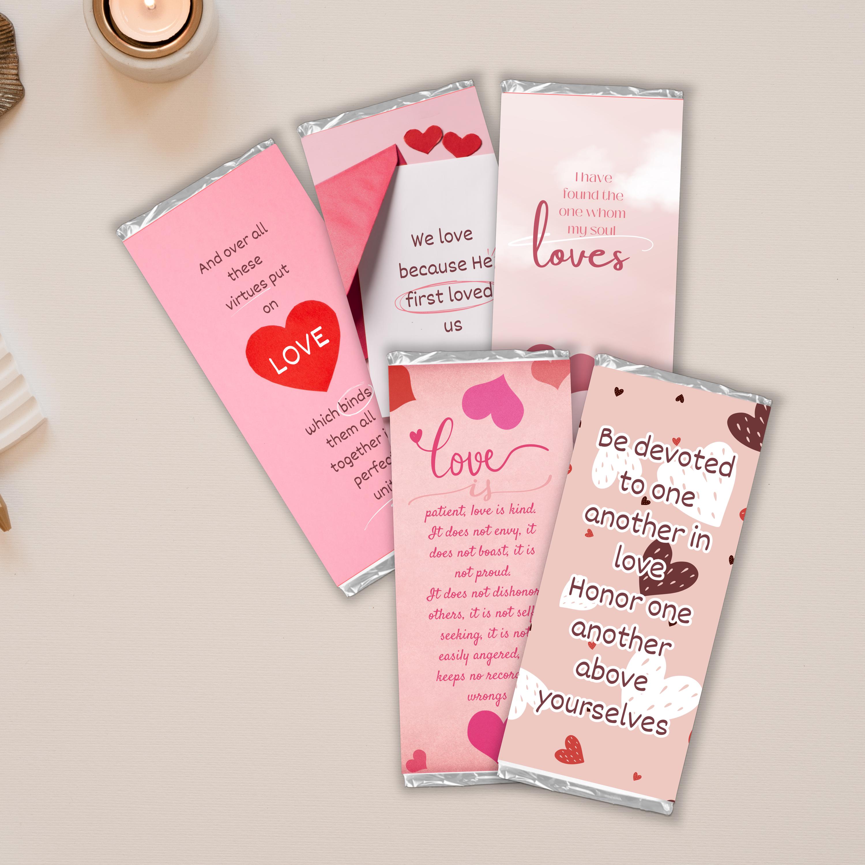 Printable Chocolate Bar Wrapper With Bible Verses About Love | Heart's ...