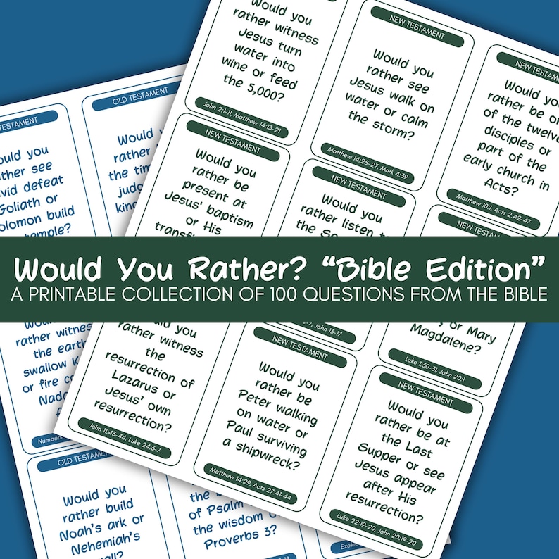 100 Printable "would You Rather?" Questions From the Bible | Old and ...