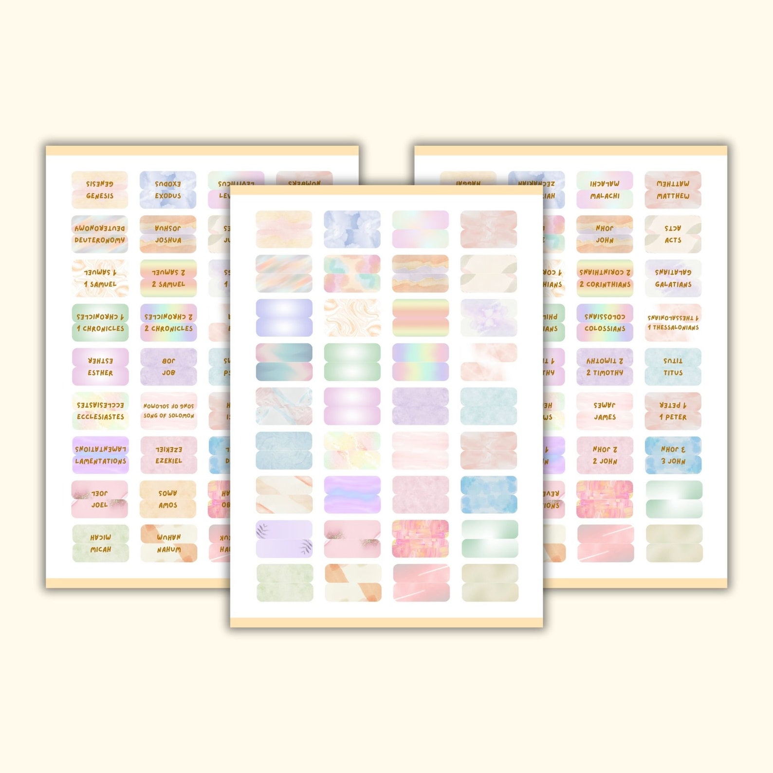 Printable Bible Tabs in Pastel Colors | Bible Journaling | 66 Books of ...