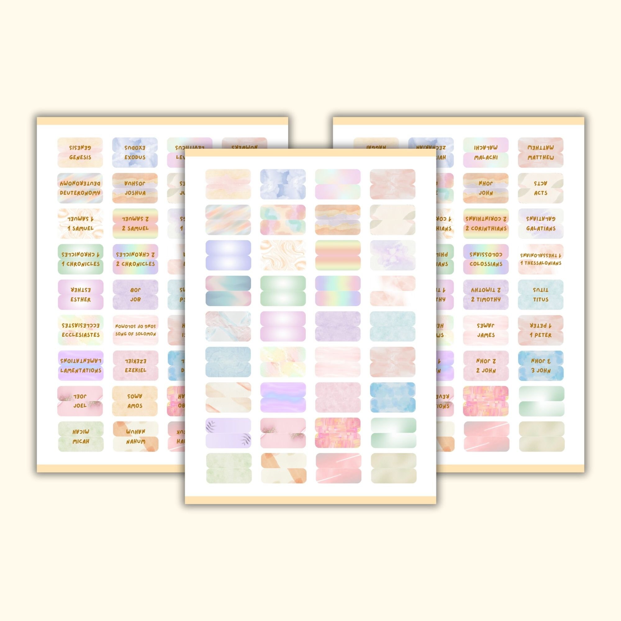 Printable Bible Tabs in Pastel Colors | Bible Journaling | 66 Books of ...