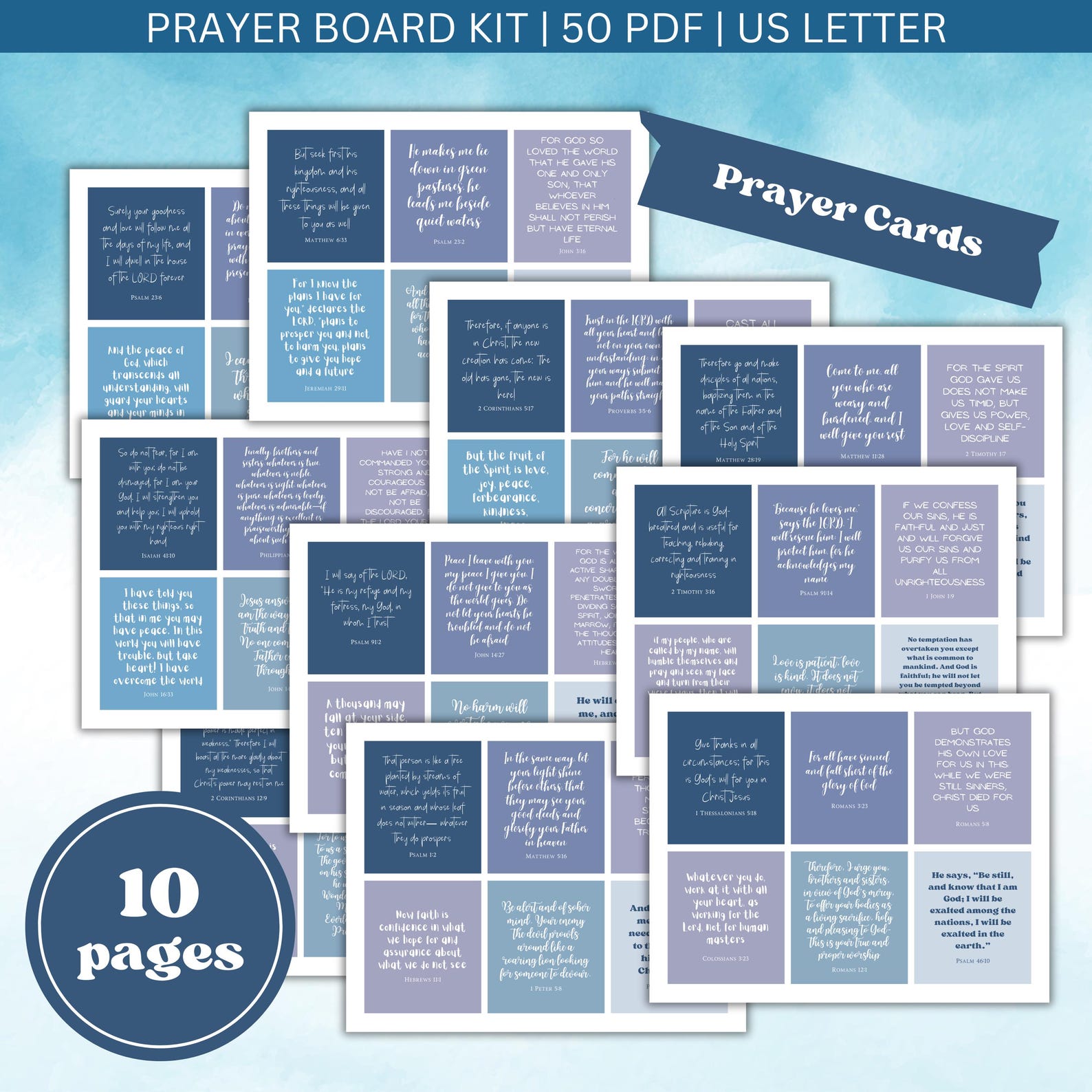 Printable Blue Sky Prayer Board Kit: Christian Photo Wall Collage - Etsy