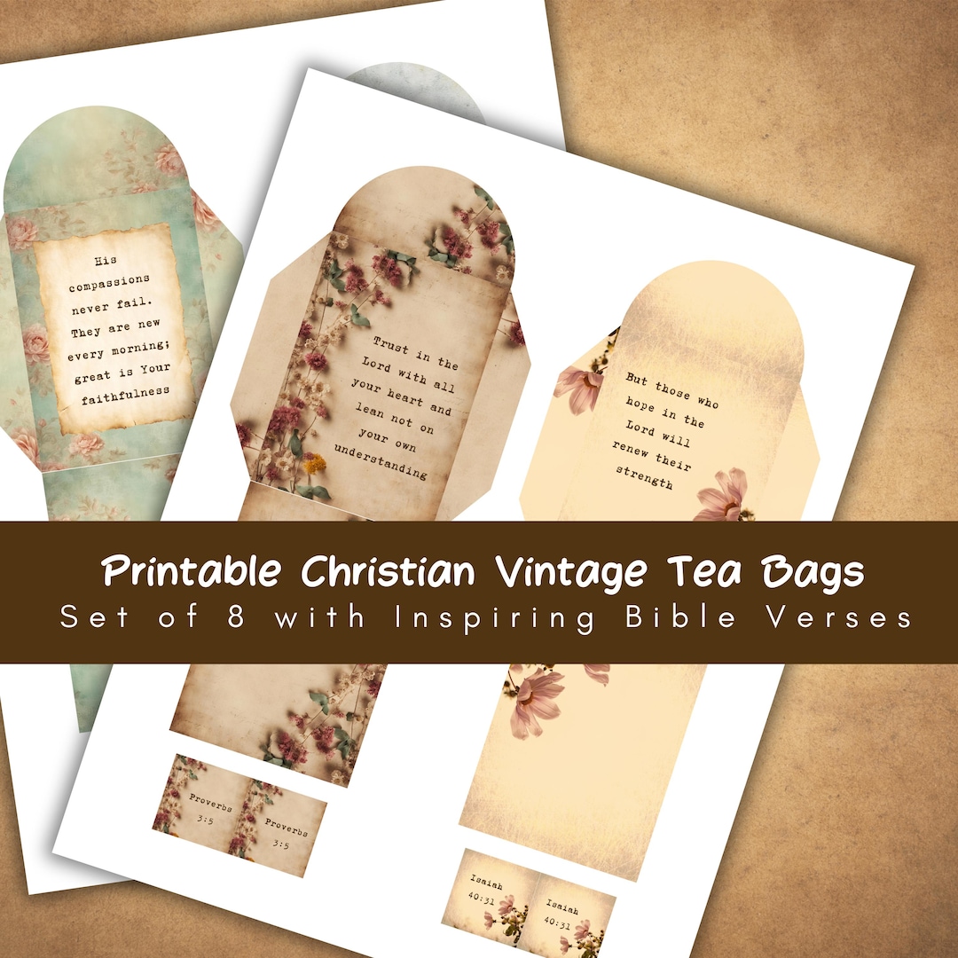 Printable Christian Vintage Tea Bags | DIY Religious Wrappers & Tidy ...