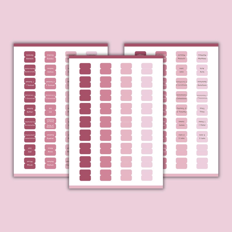 Printable Pink Bible Tabs | Bible Journaling | 66 Books of the Bible ...