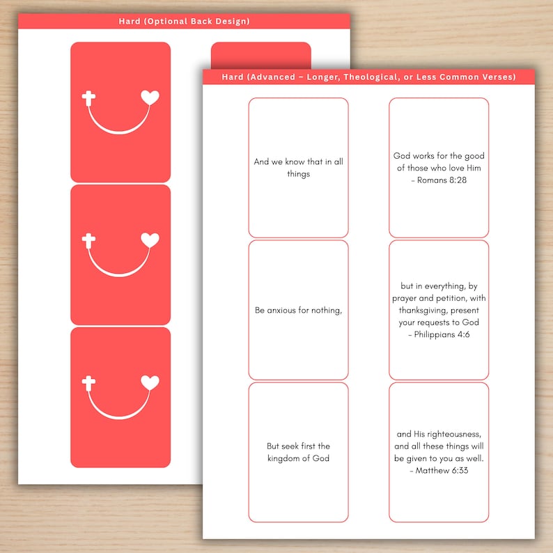 Printable Bible Verse Memory Matching Card Game: Christian Family Fun ...
