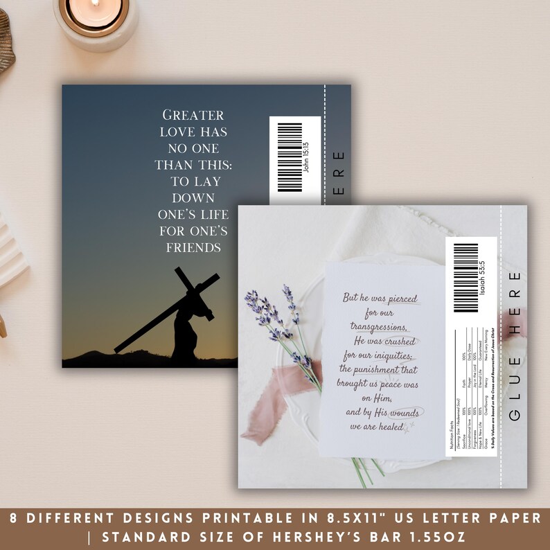 Printable Chocolate Bar Wrapper With Bible Verses | Easter Candy Bar ...