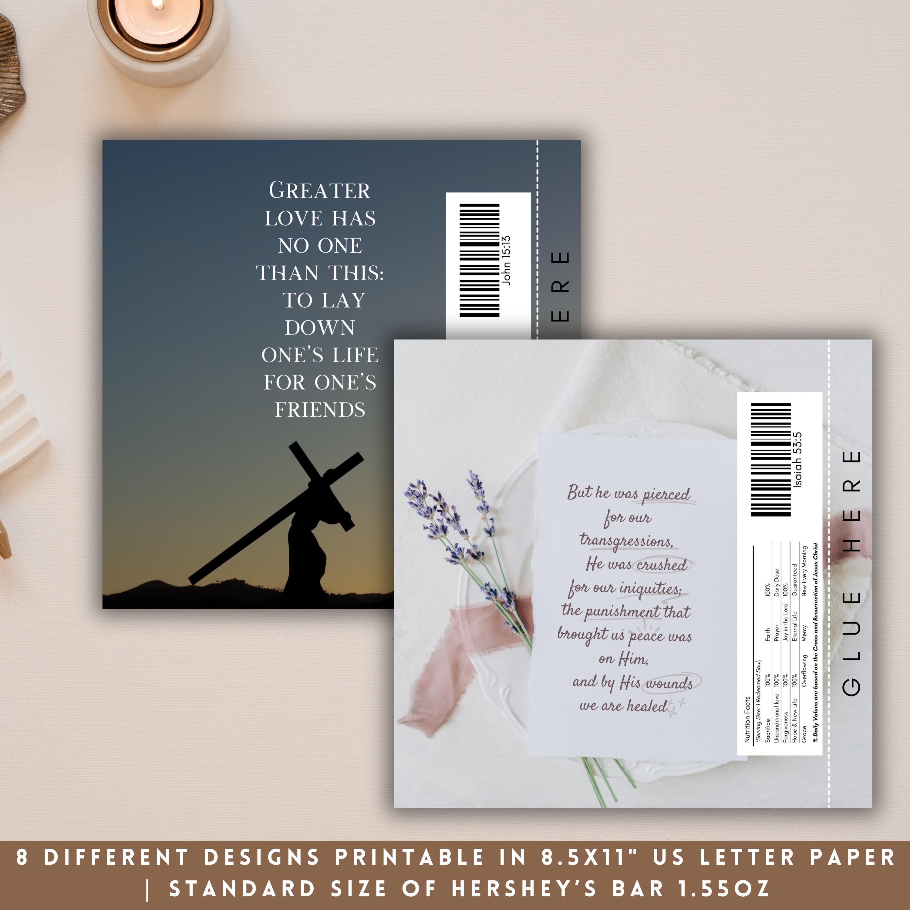Printable Chocolate Bar Wrapper With Bible Verses | Easter Candy Bar ...