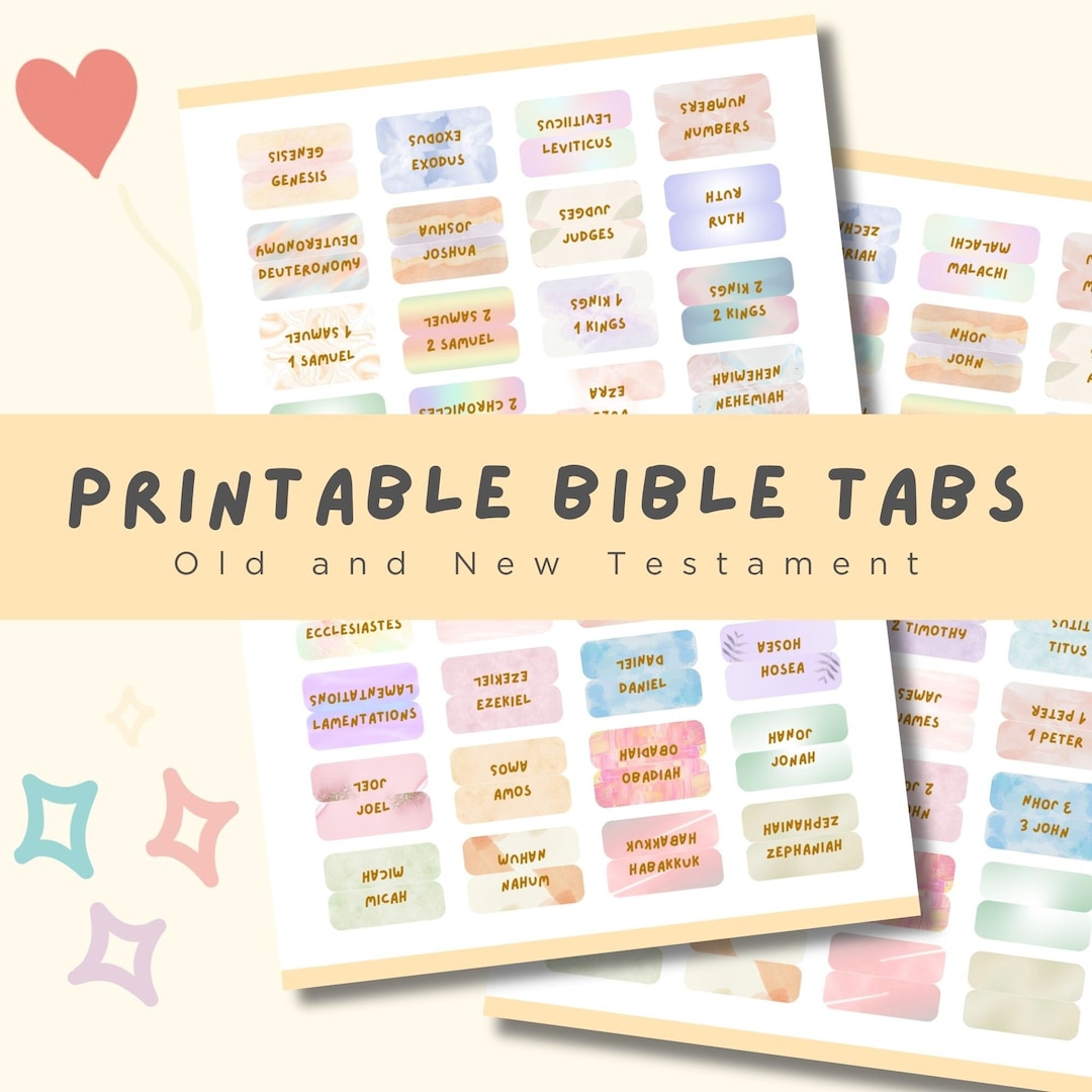Printable Bible Tabs in Pastel Colors | Bible Journaling | 66 Books of ...