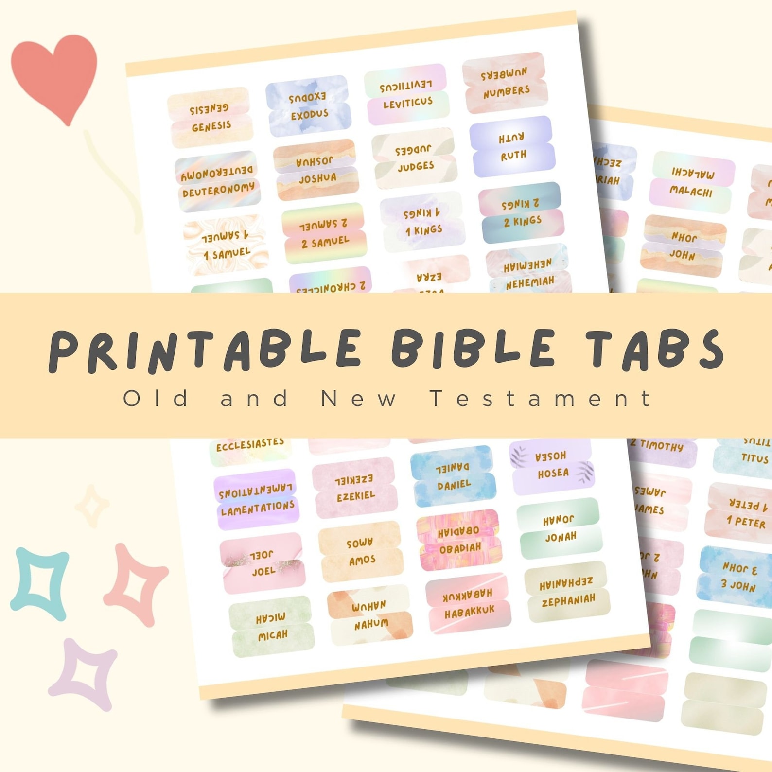 Printable Bible Tabs in Pastel Colors | Bible Journaling | 66 Books of ...