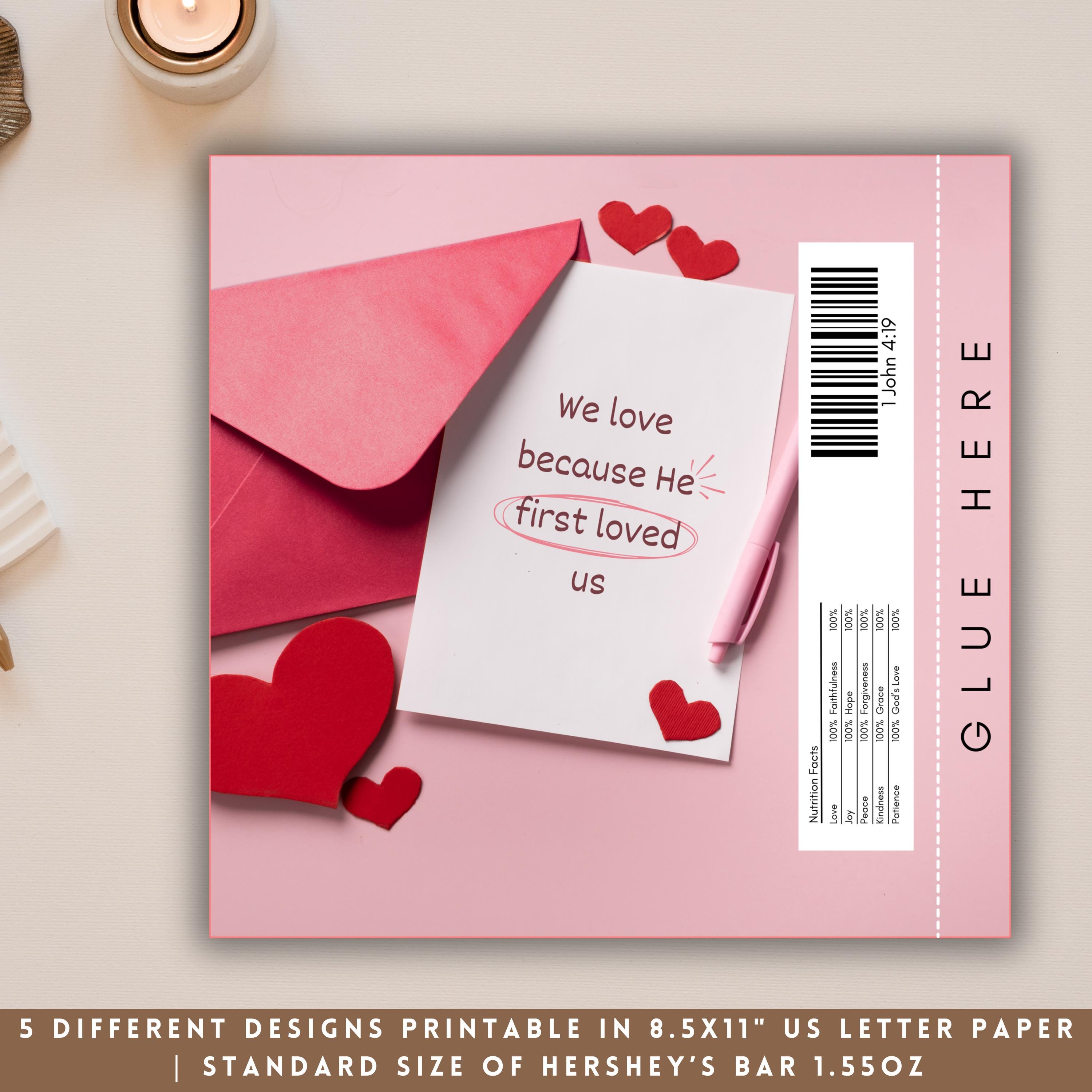 Printable Chocolate Bar Wrapper With Bible Verses About Love | Heart's ...