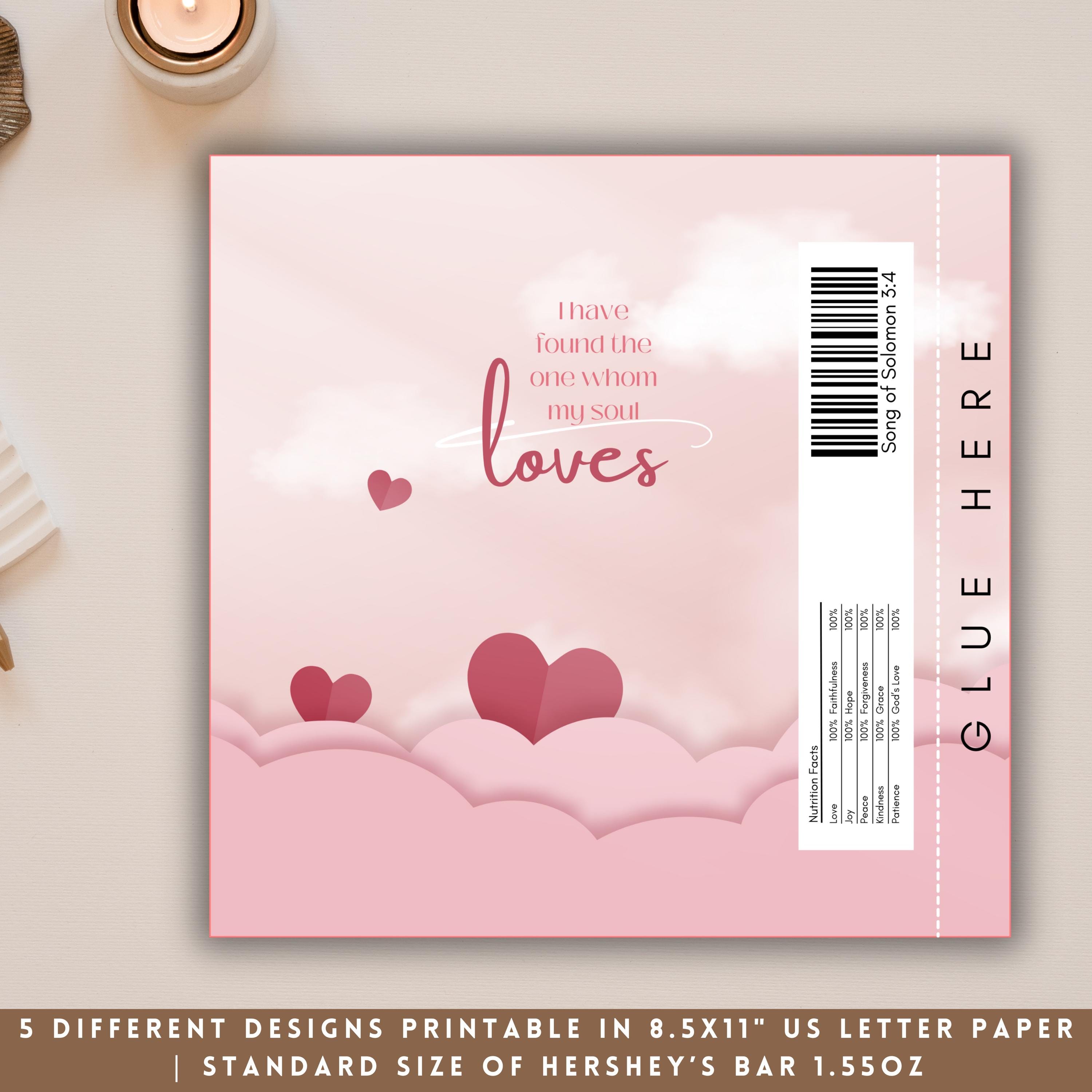 Printable Chocolate Bar Wrapper With Bible Verses About Love | Heart's ...