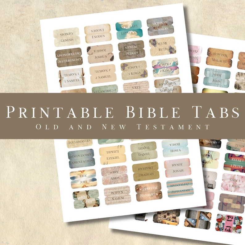 Printable Vintage Bible Tabs | Bible Journaling | 66 Books of the Bible ...