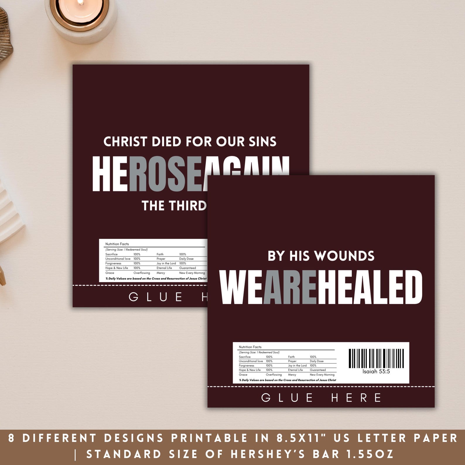 Printable Chocolate Bar Wrapper With Bible Verses | Easter Candy Bar ...