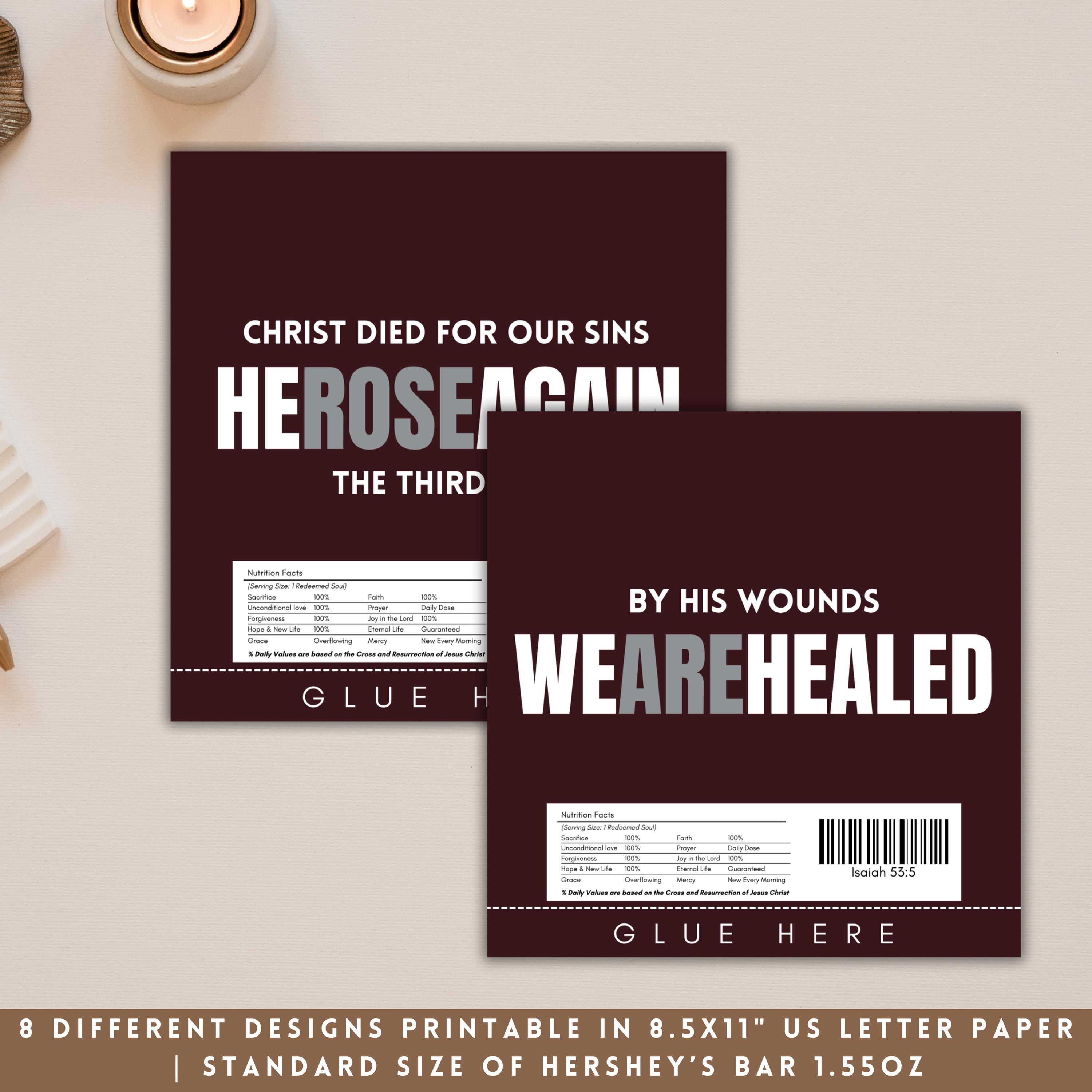 Printable Chocolate Bar Wrapper With Bible Verses | Easter Candy Bar ...