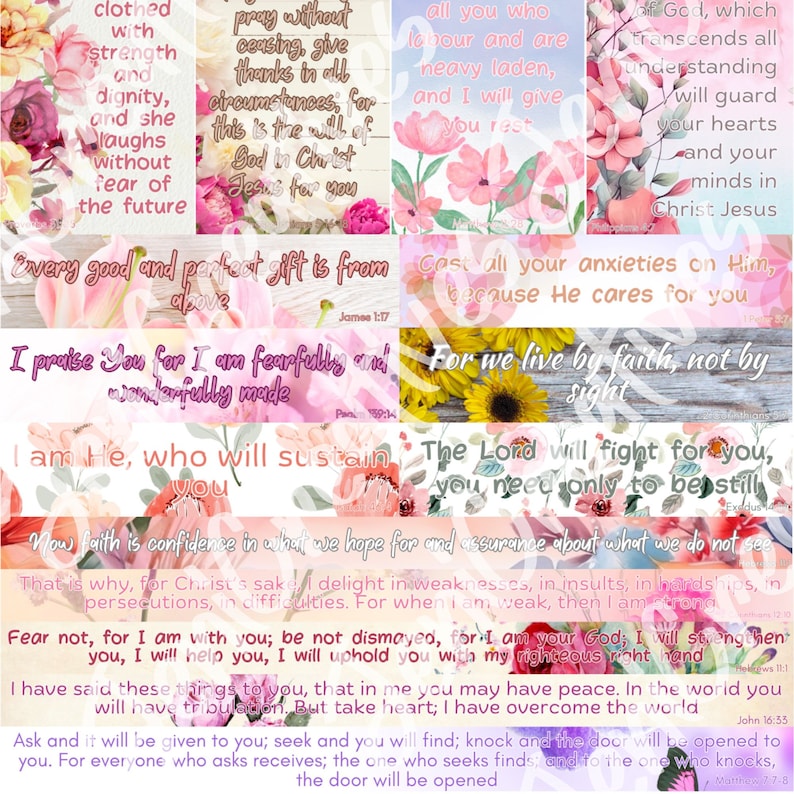 Colorful Floral Bible Stickers Bundle: Washi Tape, Scripture Stickers ...
