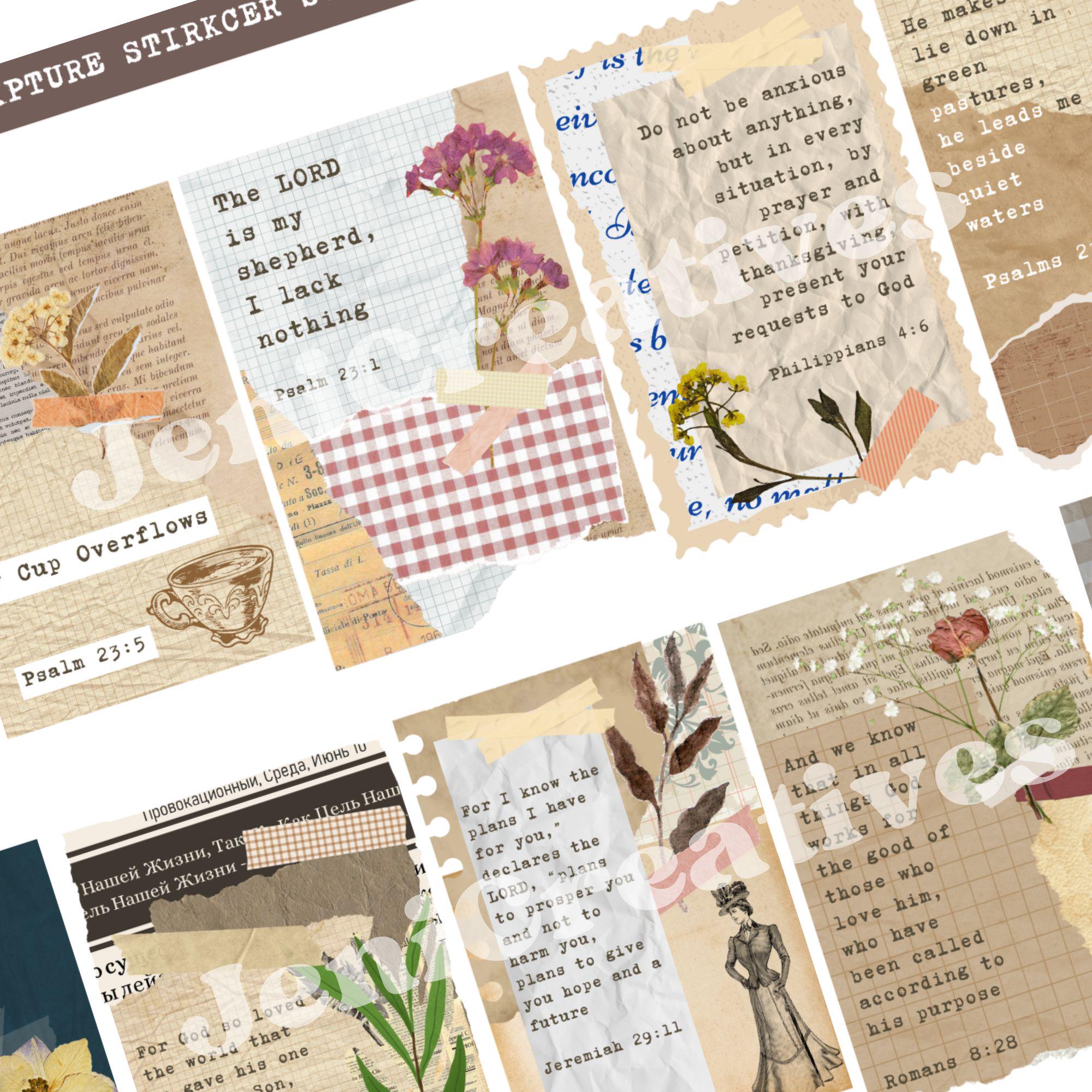 Vintage Scripture Scraps Junk Journal Bible Journaling Faith Stickers ...