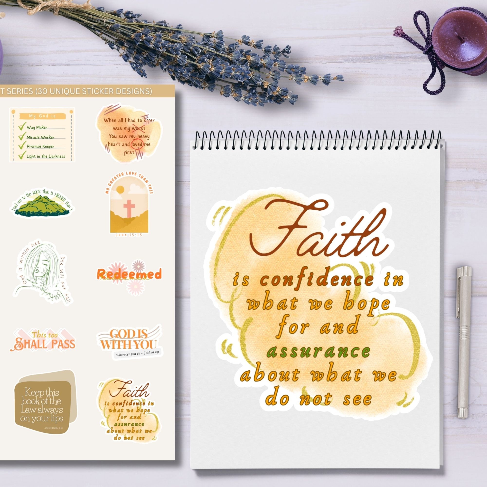 Minimalist Bible Verse Stickers Set | Spiritual Sunset Palette | DIY ...