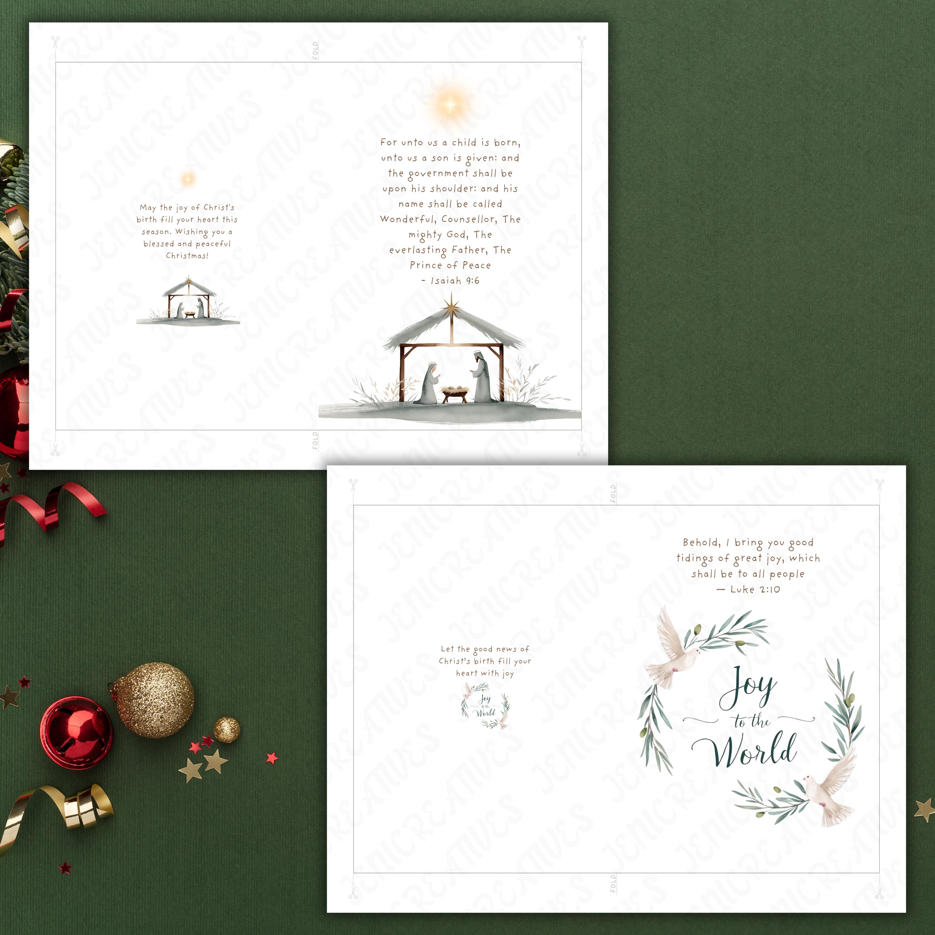 10 Printable Merry Christmas Card, Bible Verse Christian Card, Nativity ...