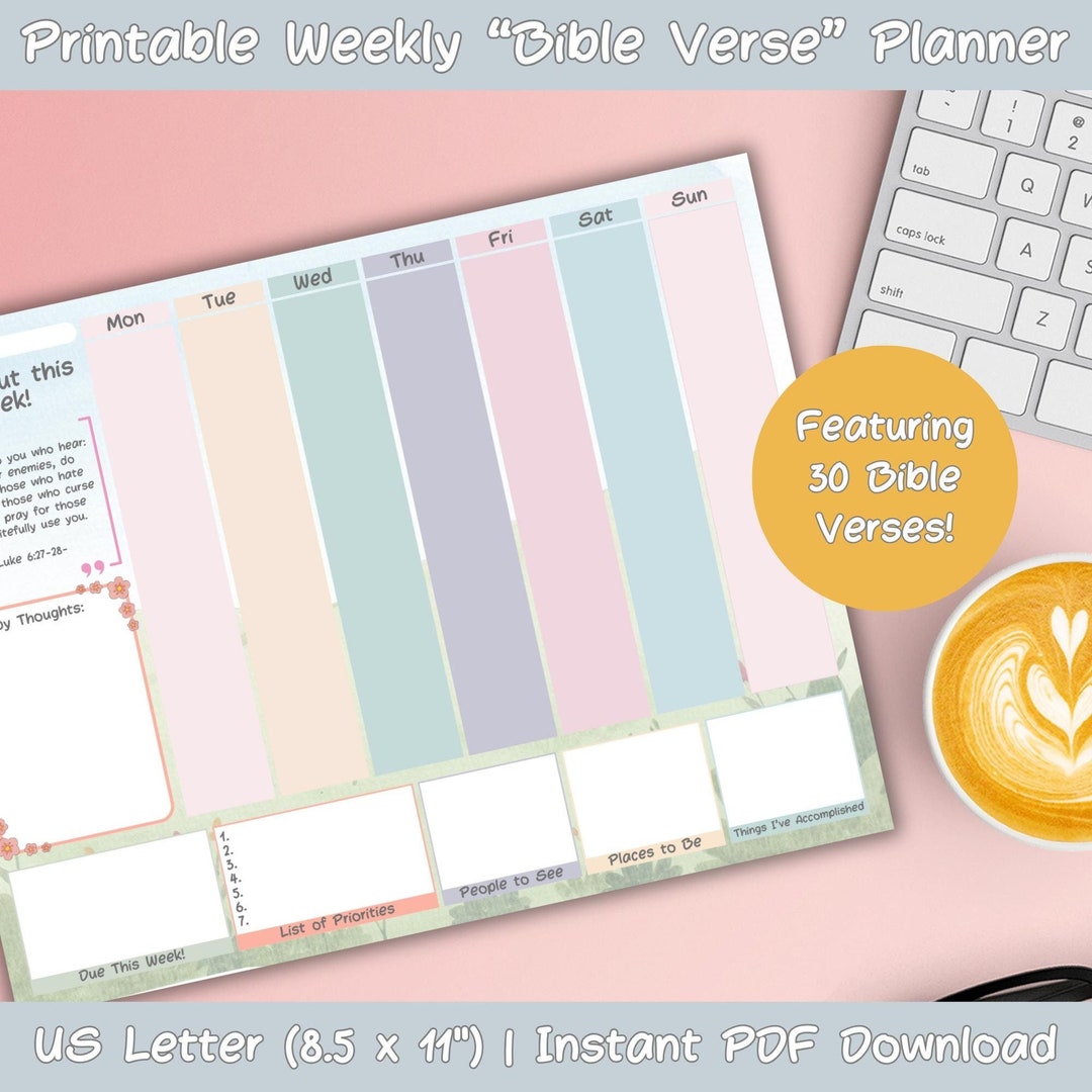 Bible Verses Weekly Planner | Printable | Colorful Pastel | Verse of ...