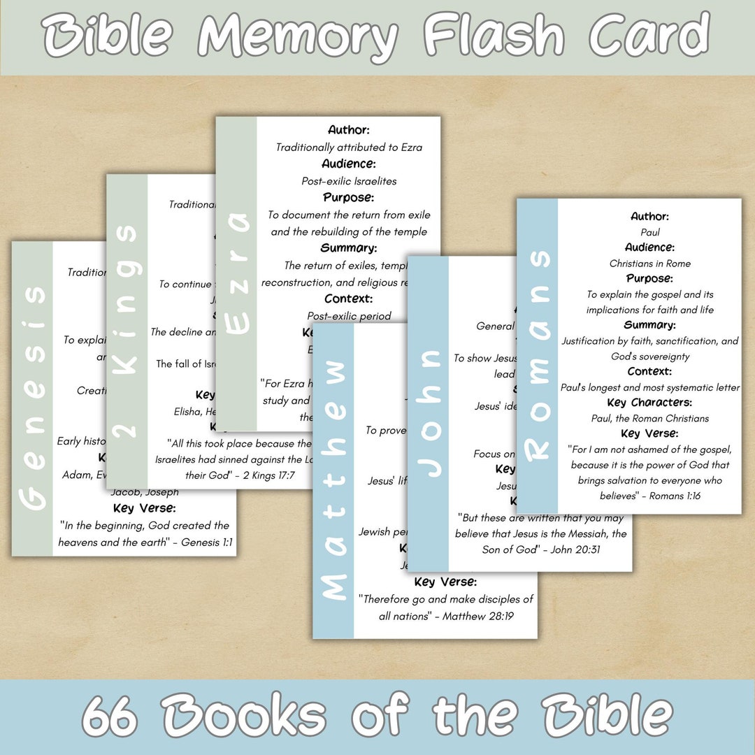 Books of the Bible Flash Cards | Scripture Memorization | Christian ...