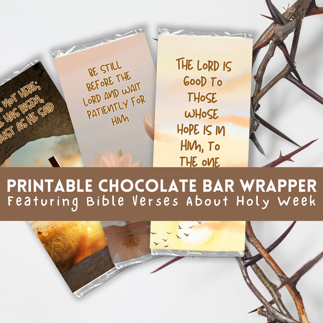 Printable Chocolate Bar Wrapper With Bible Verses | Easter Candy Bar ...