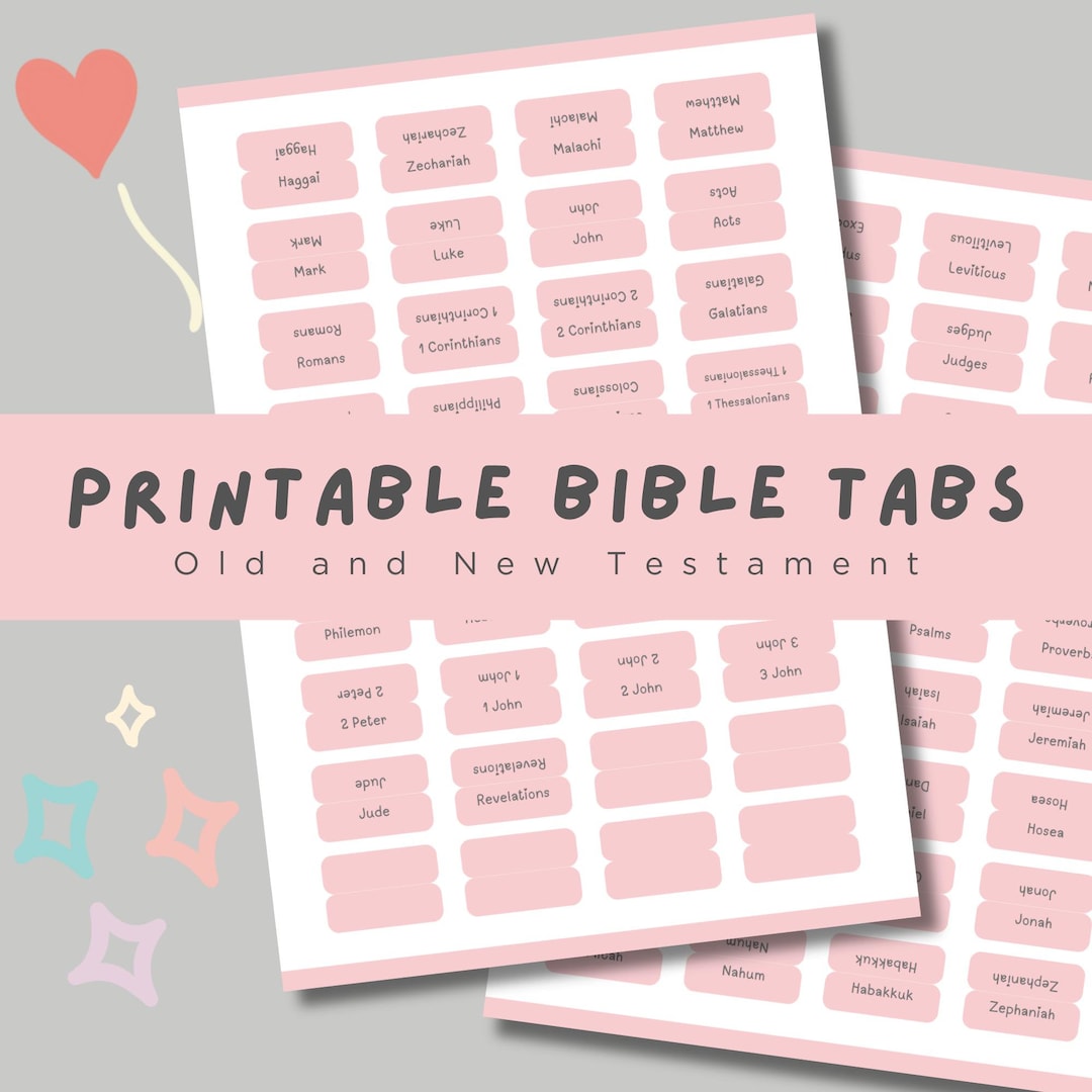 Printable Pink Bible Tabs | Bible Journaling | 66 Books of the Bible ...