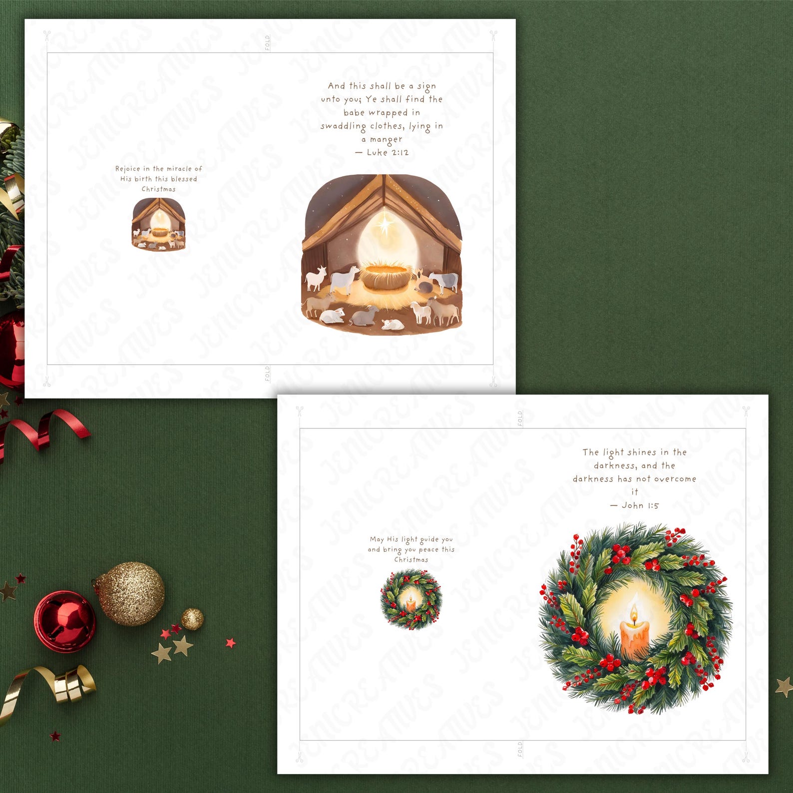 10 Printable Merry Christmas Card, Bible Verse Christian Card, Nativity ...