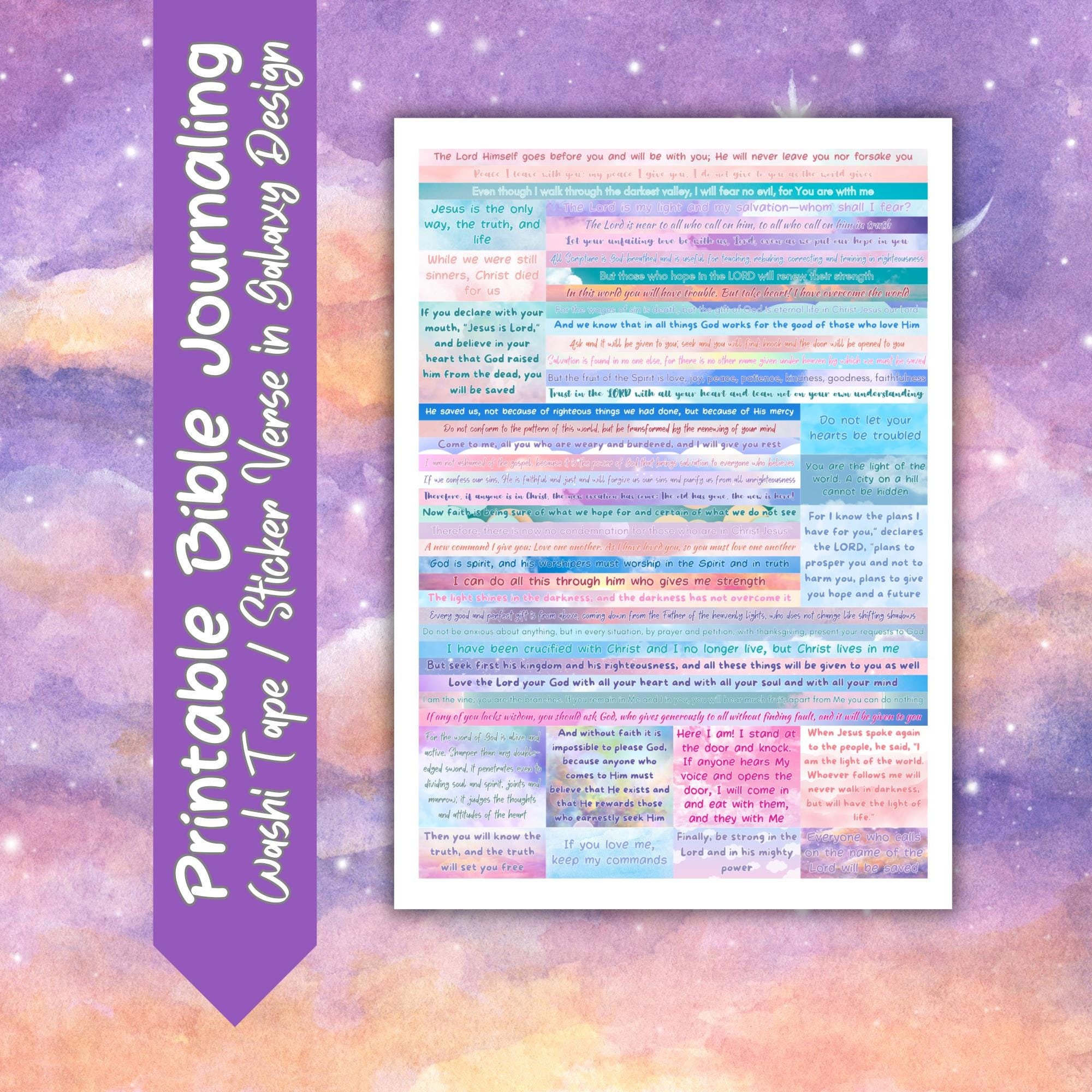 48 Printable Bible Strips in Clouds Design | Verse Margins | Spiritual ...