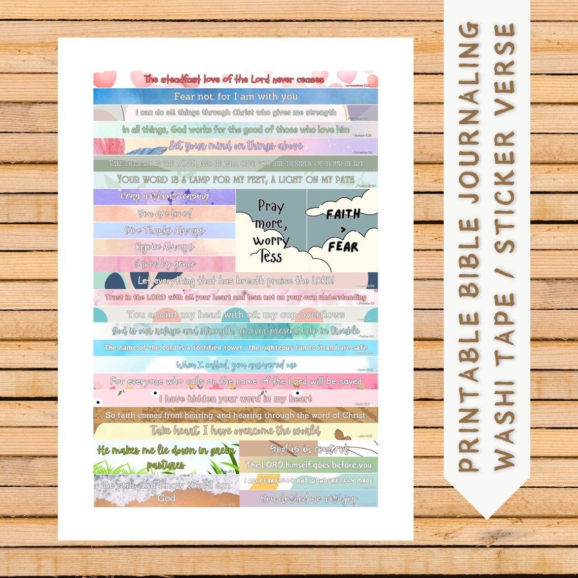 Colorful Bible Stickers Bundle: Washi Tape, Scripture Stickers, Planner ...
