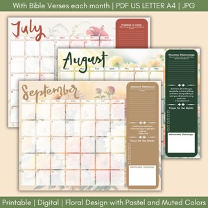 2025 Printable Christian Watercolor Floral Calendar | Landscape | US ...