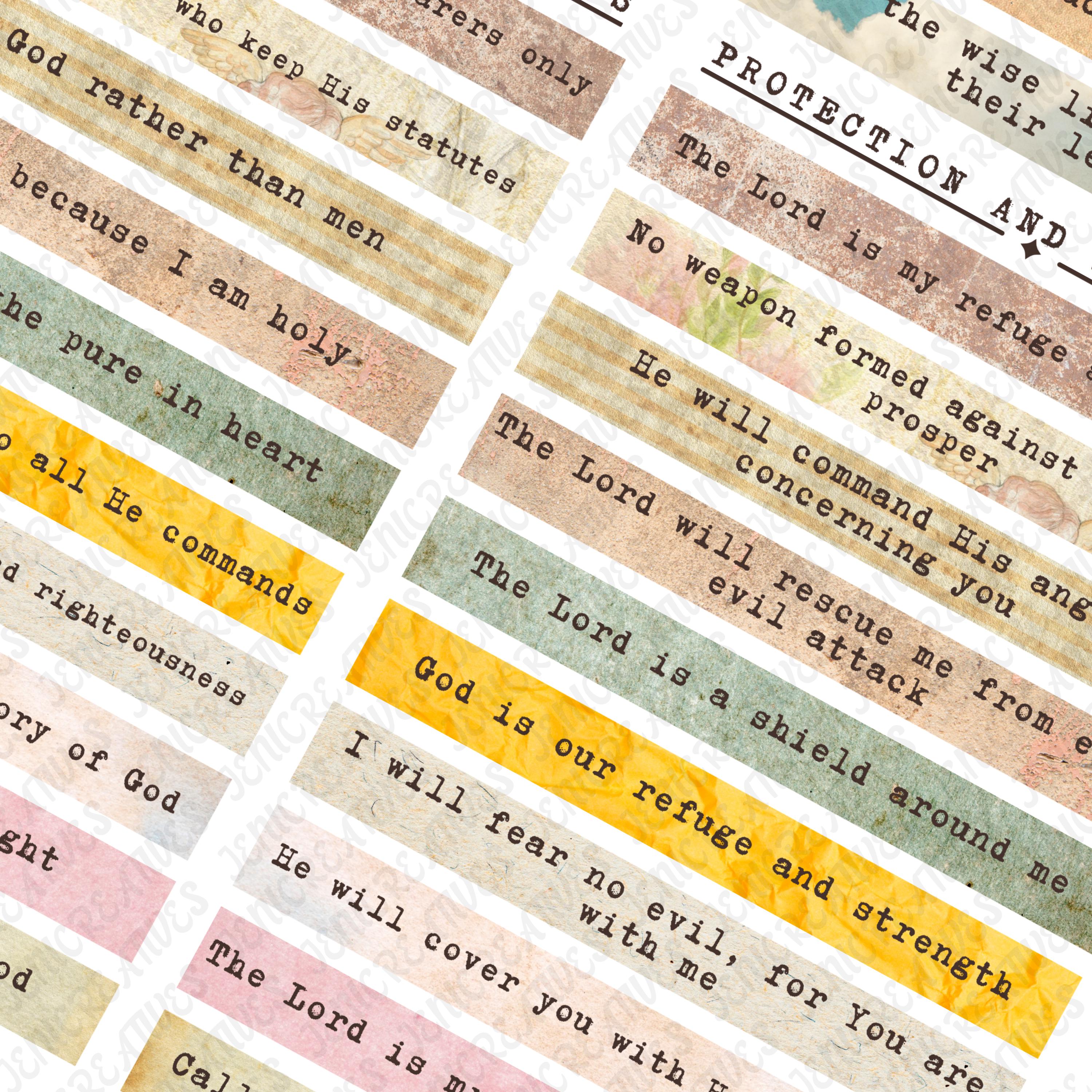 Printable Vintage Bible Verse Washi Tape | 100 Encouraging Bible Verses ...