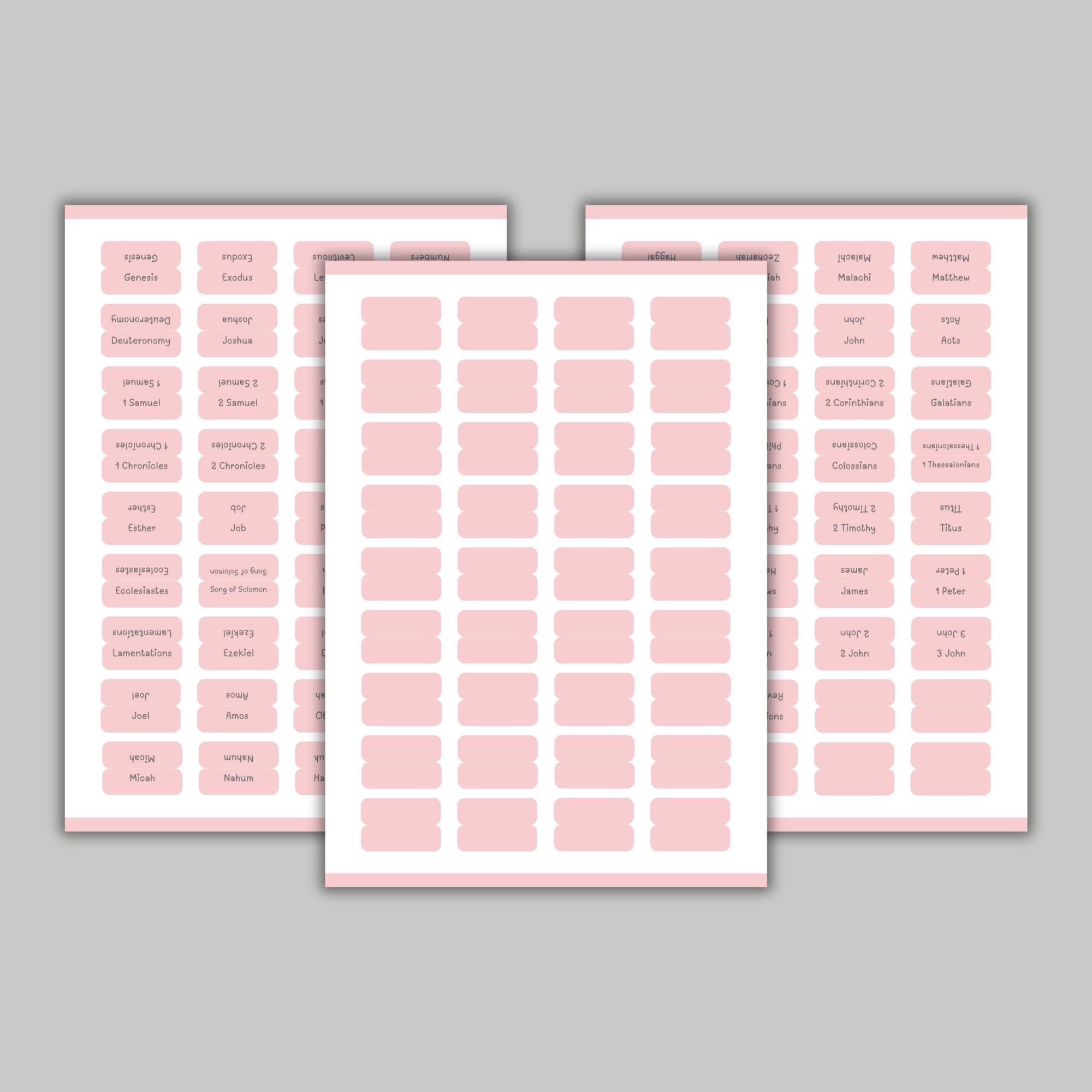 Printable Pink Bible Tabs | Bible Journaling | 66 Books of the Bible ...