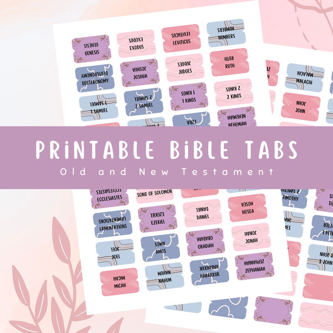 Printable Aesthetic Bible Tabs | Bible Journaling | 66 Books of the ...