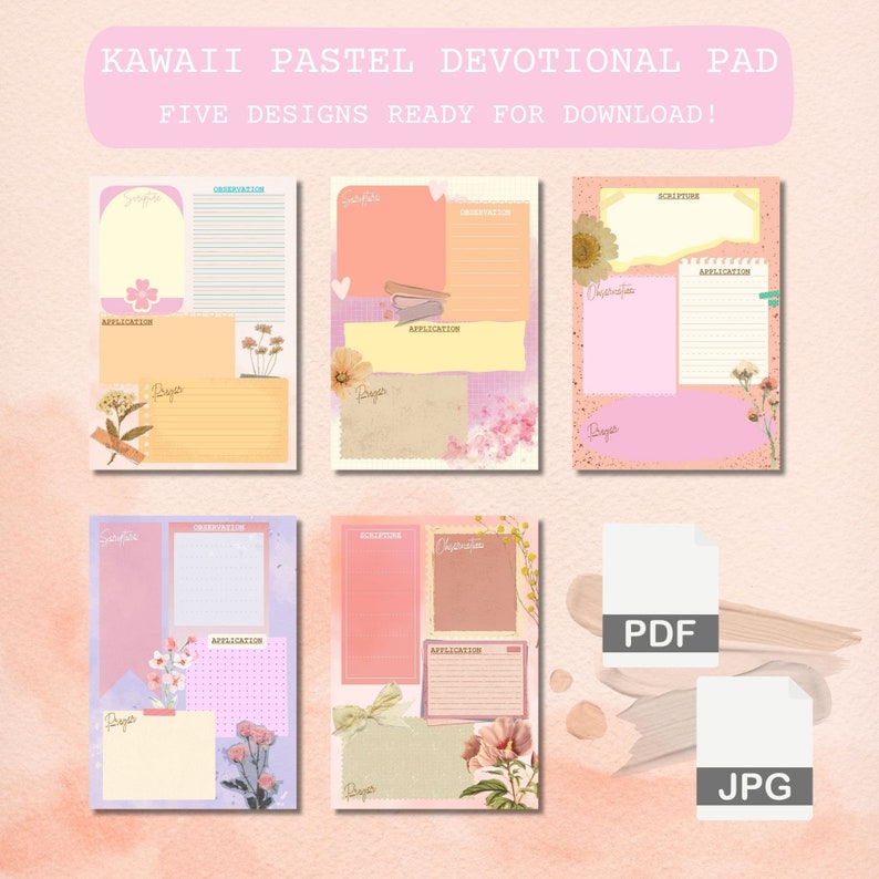 Cute Kawaii Devotion Kit Soft Colors Bible Study Essentials Download ...