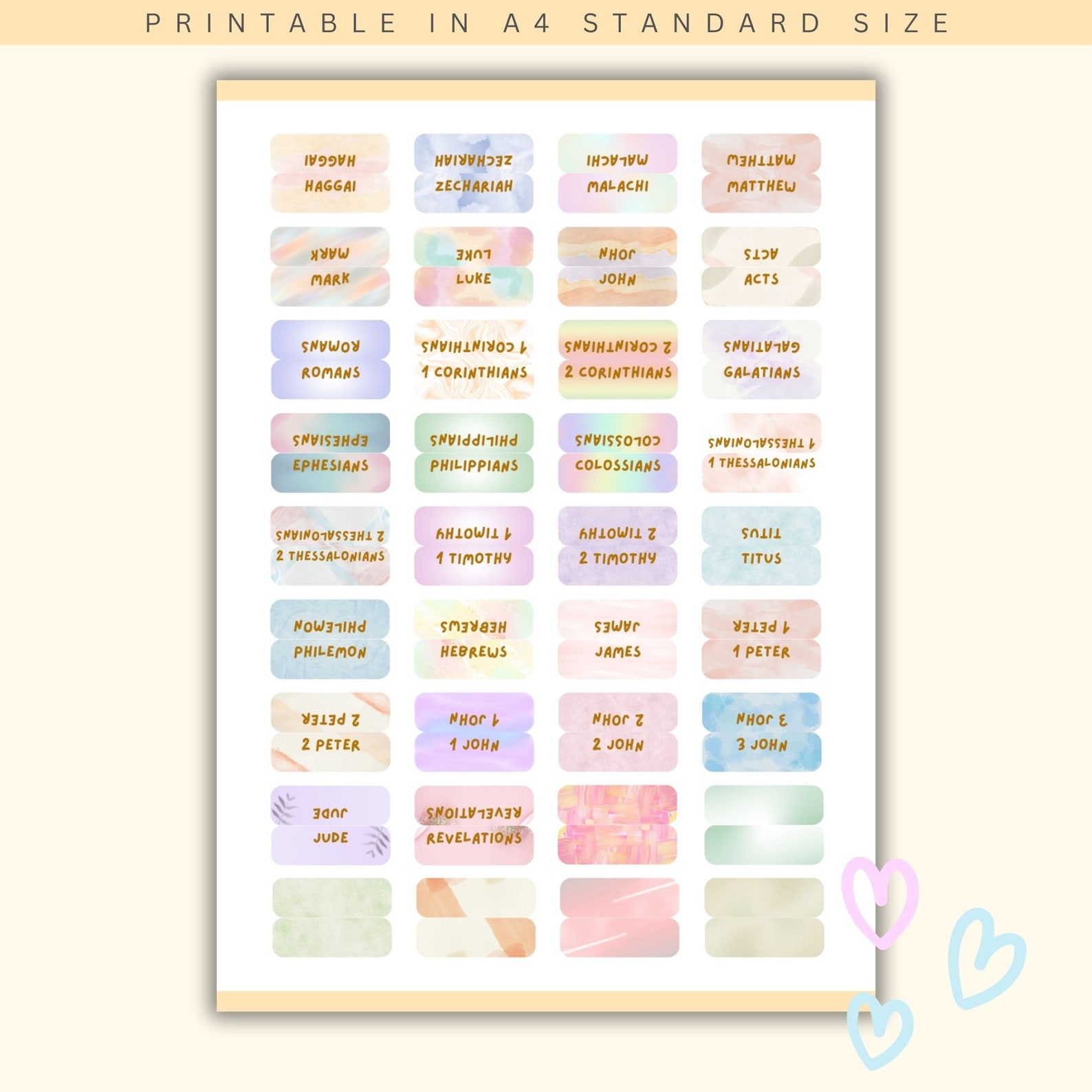 Printable Bible Tabs in Pastel Colors | Bible Journaling | 66 Books of ...
