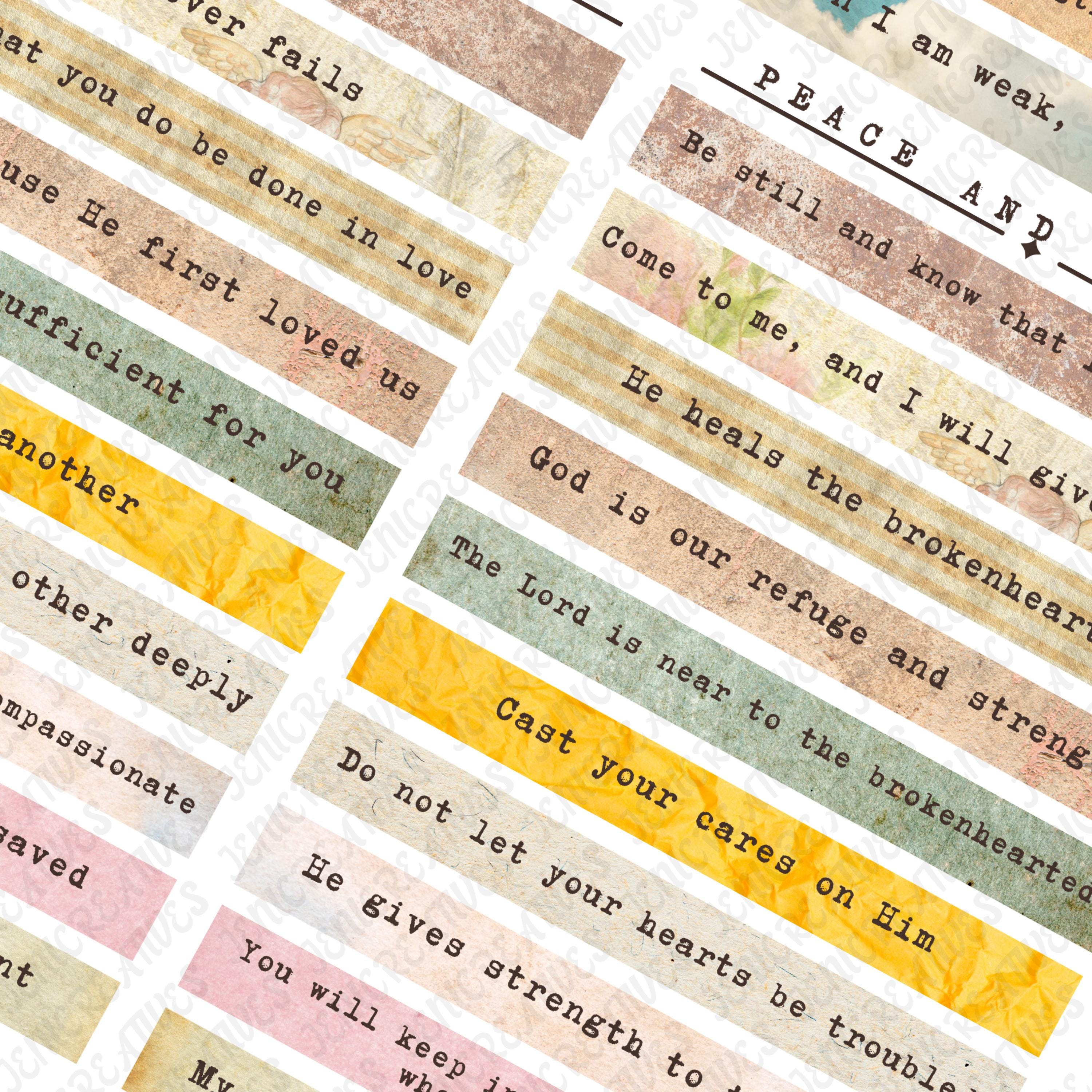 Printable Vintage Bible Verse Washi Tape | 100 Encouraging Bible Verses ...